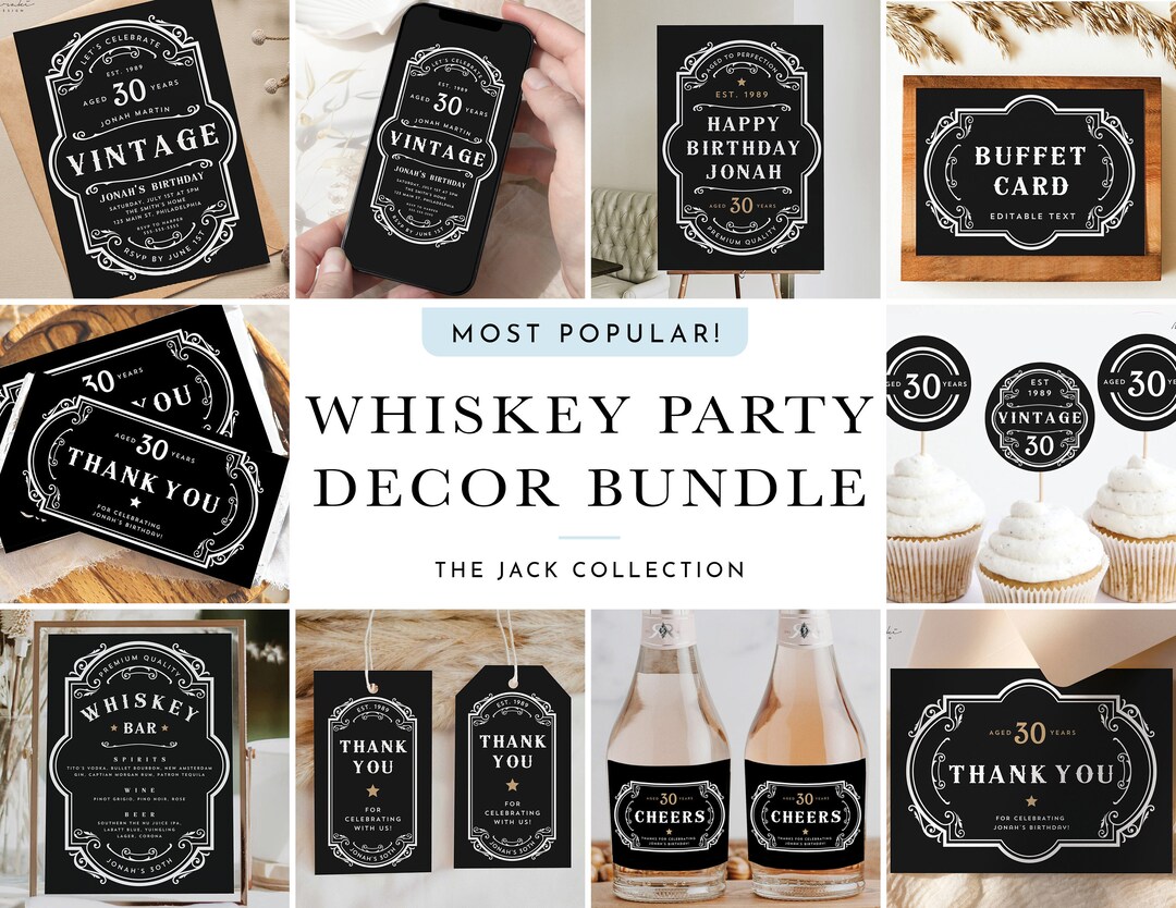 13 Whiskey Birthday Party Decorations Vintage Whiskey Birthday Bundle