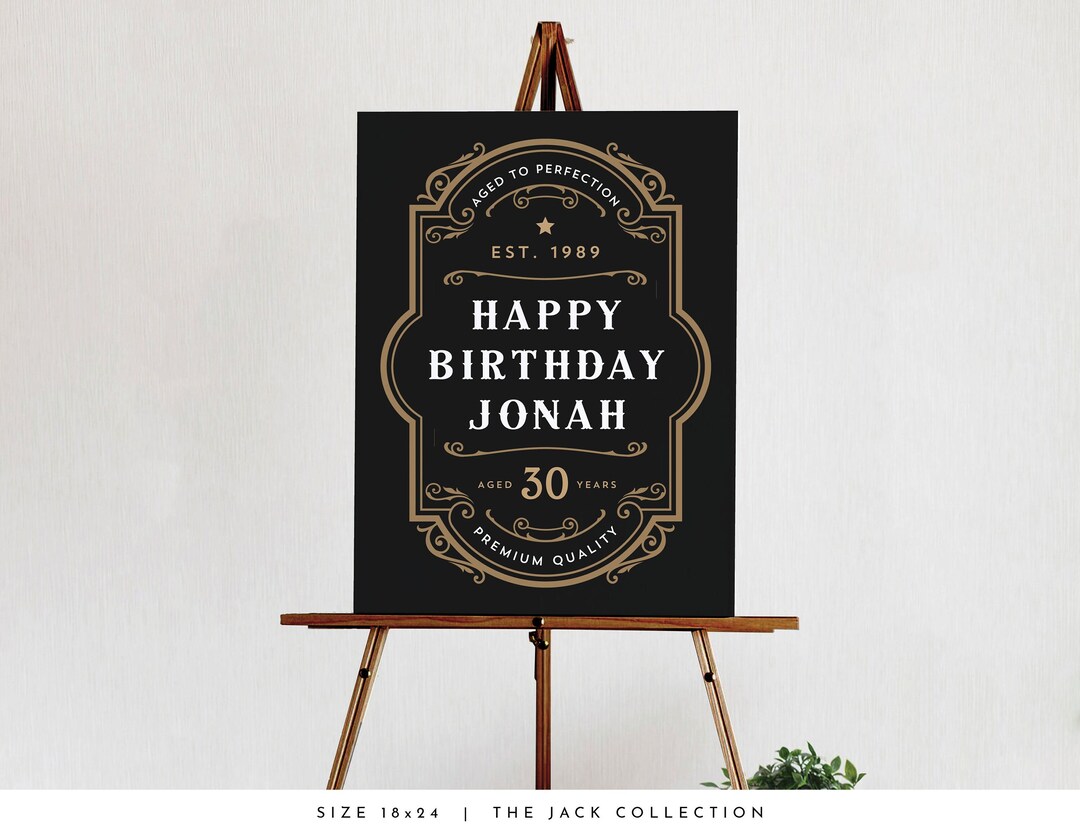 Whiskey Birthday Welcome Sign Template Vintage Whiskey Theme Birthday ...