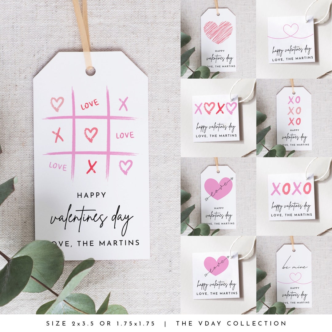 Valentines Day Gift Tag Minimalist Valentines Favor Tag Template ...