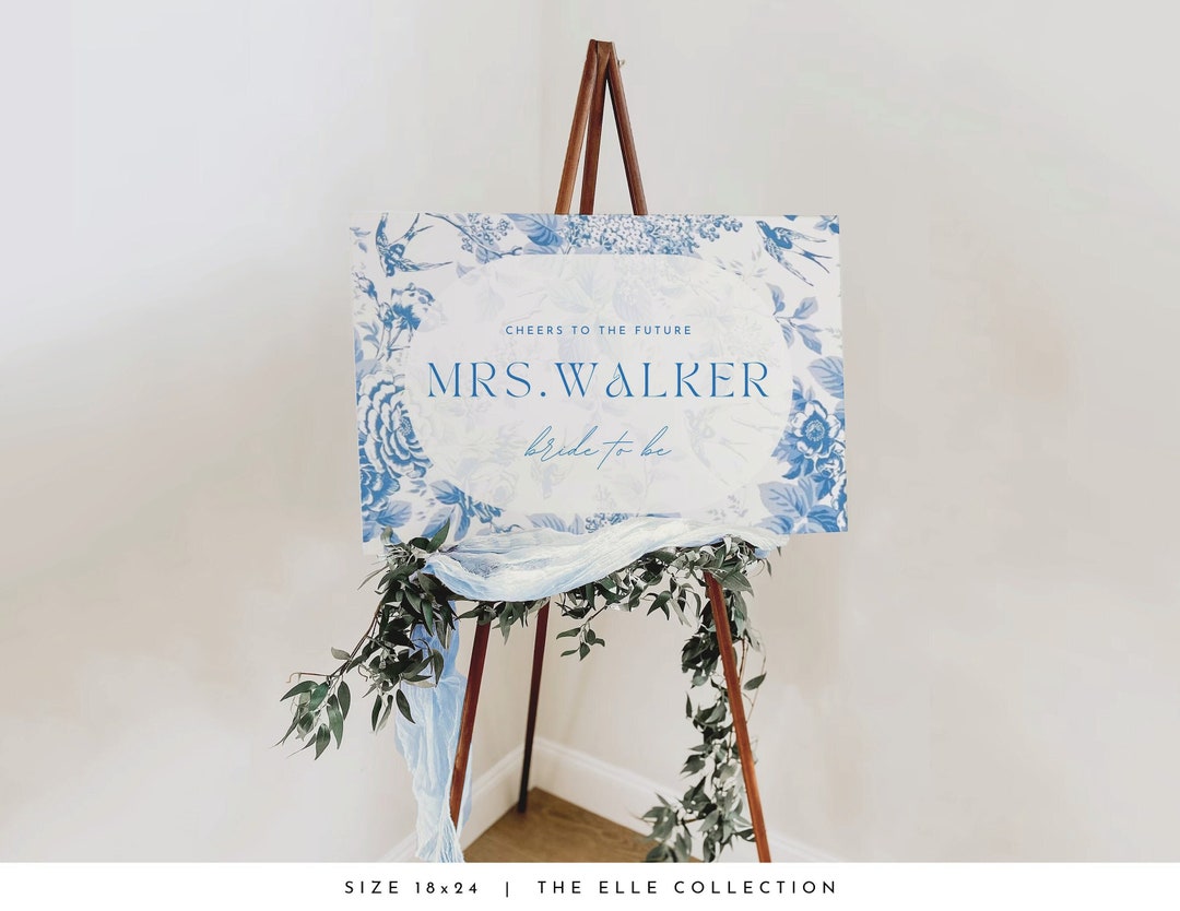 Bridal Shower Welcome Sign Template Future Mrs Sign Blue Bridal Brunch ...