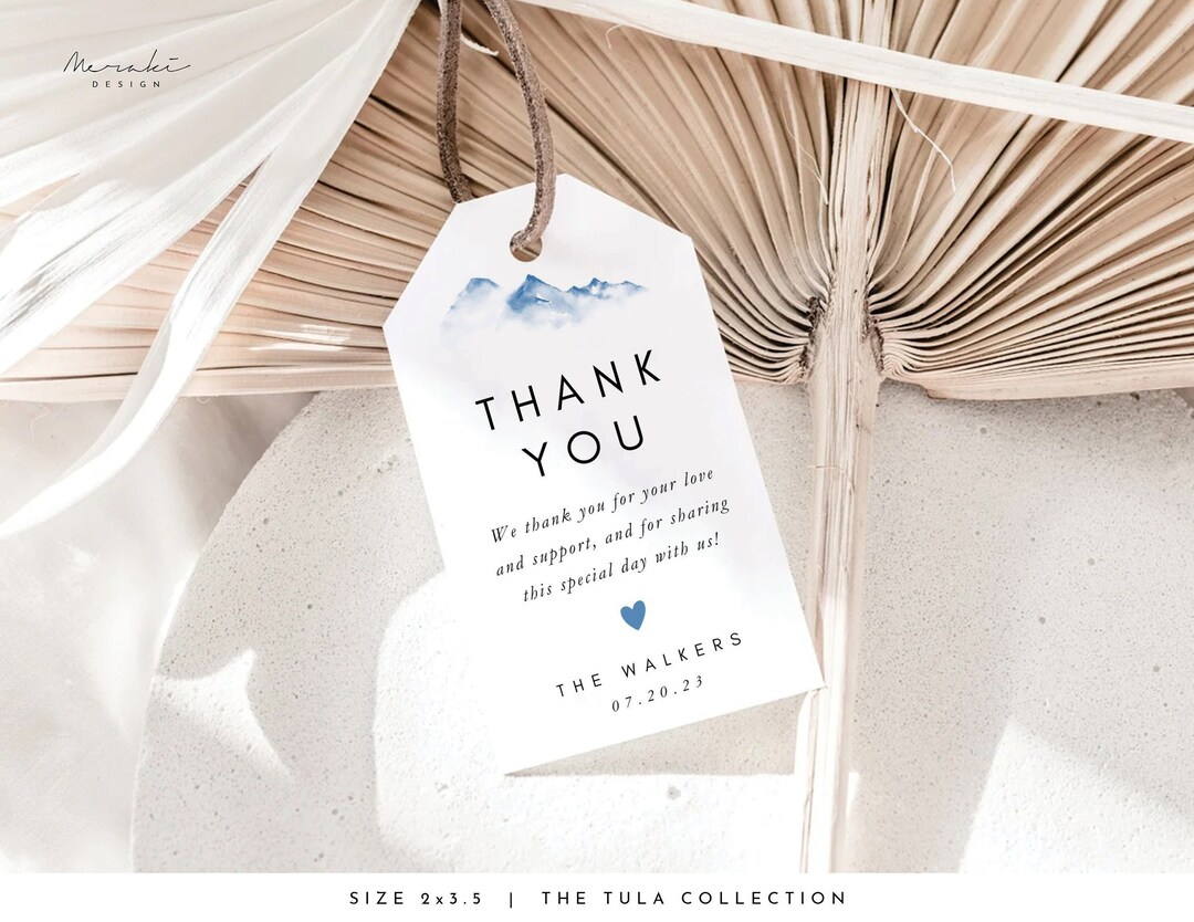 Mountain Wedding Favor Tags Template Editable Minimalist Mountain Gift ...