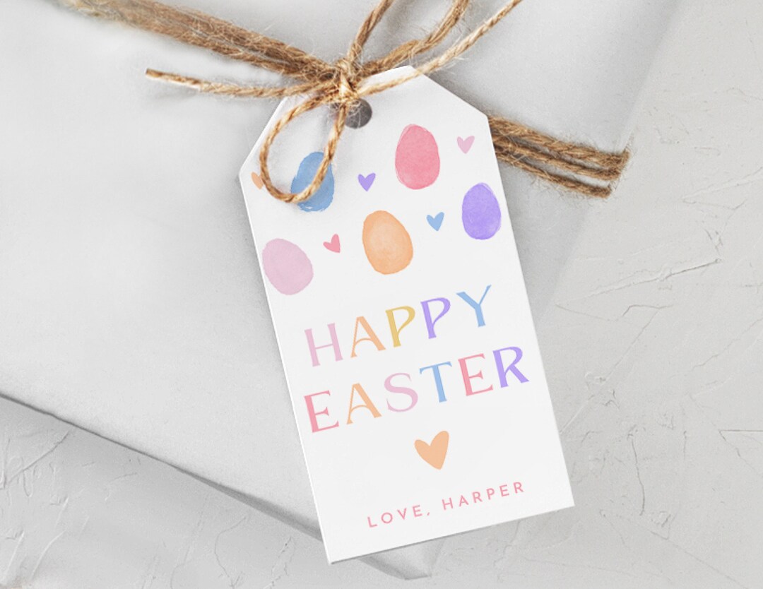 Easter Gift Tag Template Printable Easter Basket Favor Tags Happy ...