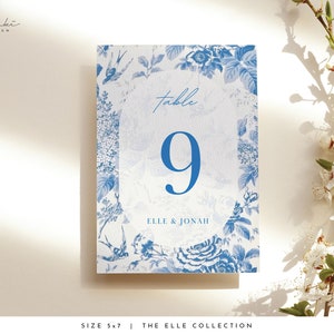 Blue Floral Table Numbers Template Victorian Wedding Printable Table ...