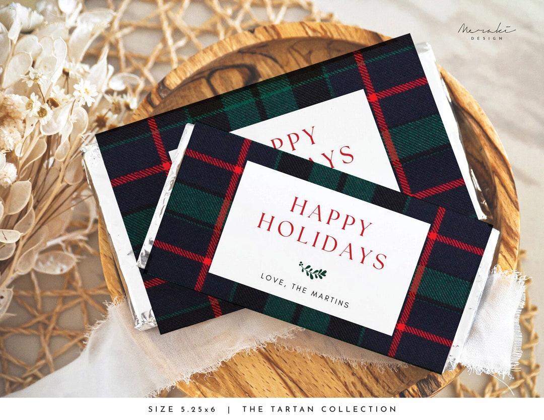 Plaid Christmas Printable Chocolate Bar Wrapper Template Chocolate ...