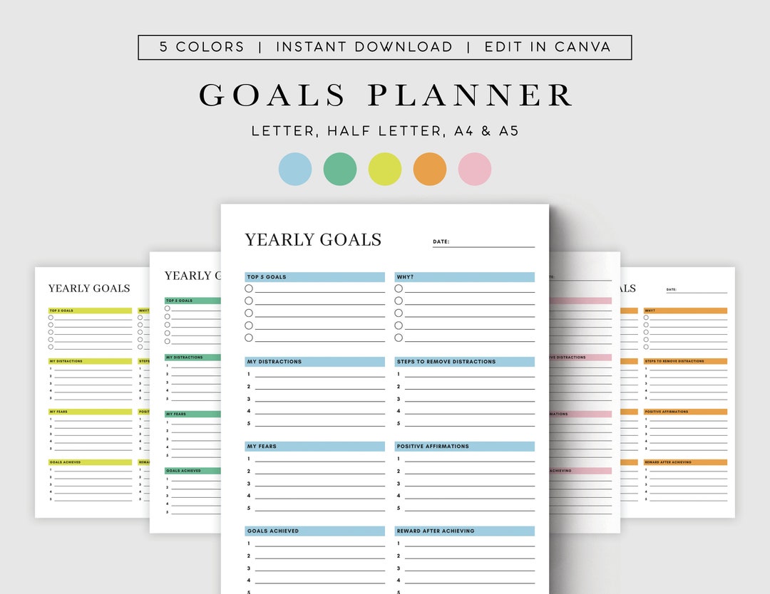Goal Planner Yearly Planner Digital Planner Goal Planner Goal Setting ...