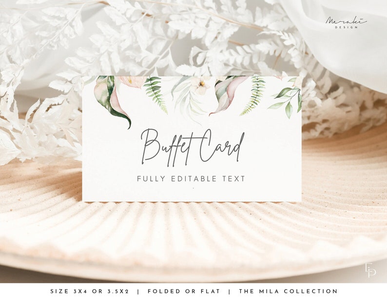 Buffet Card Template Tropical Printable Buffet Cards Editable - Etsy
