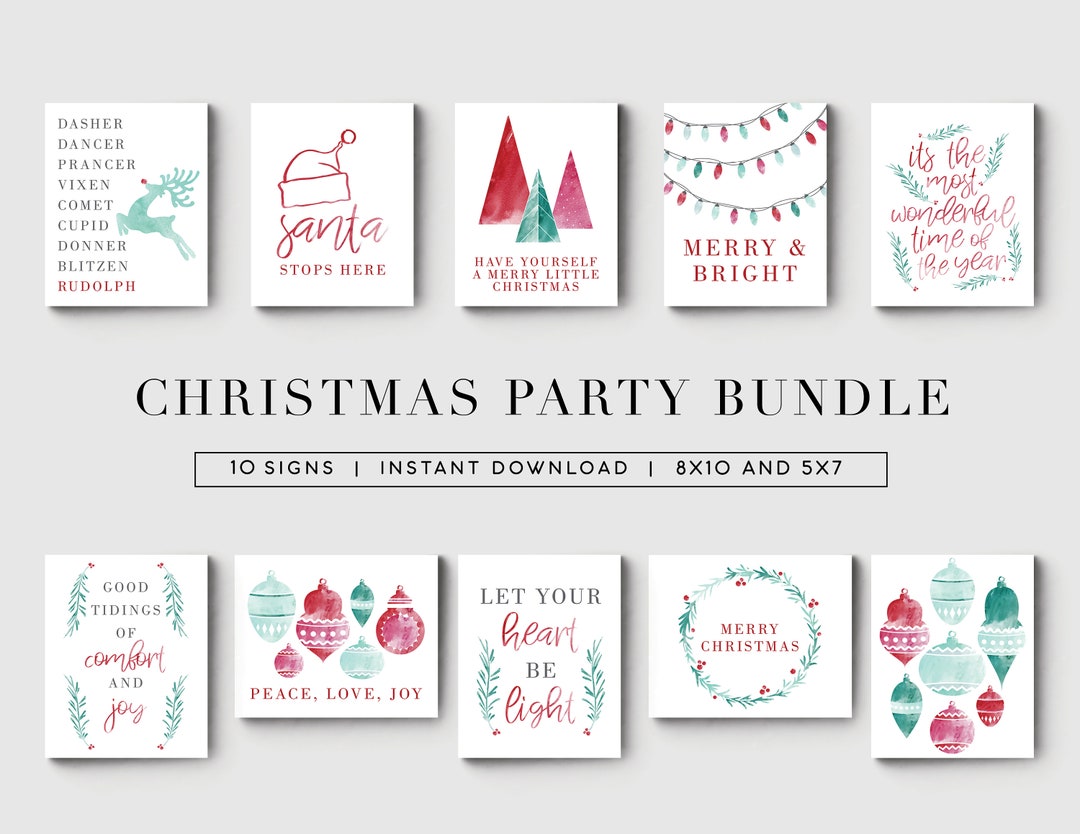 Cozy Christmas Printable Sign Set, Holiday Party Sign Set, Christmas ...
