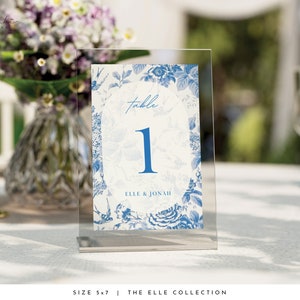 Blue Floral Table Numbers Template Victorian Wedding Printable Table ...