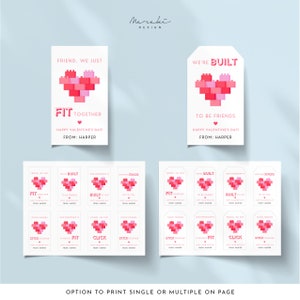 Valentines Day Gift Tag Printable Building Blocks Stack Valentines ...