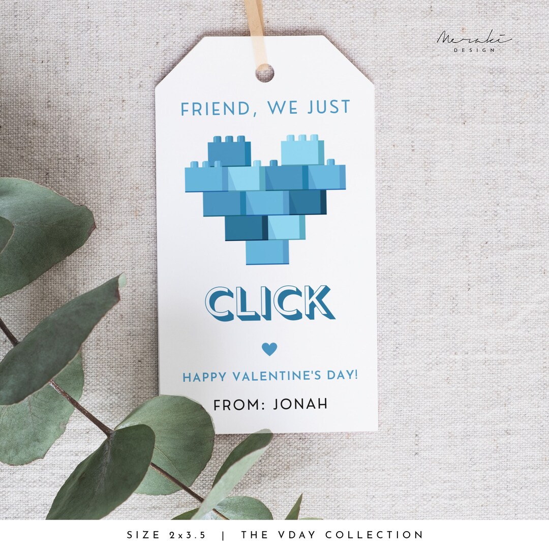 Building Blocks Valentine Gift Tag, School Favor (editable, Printable ...