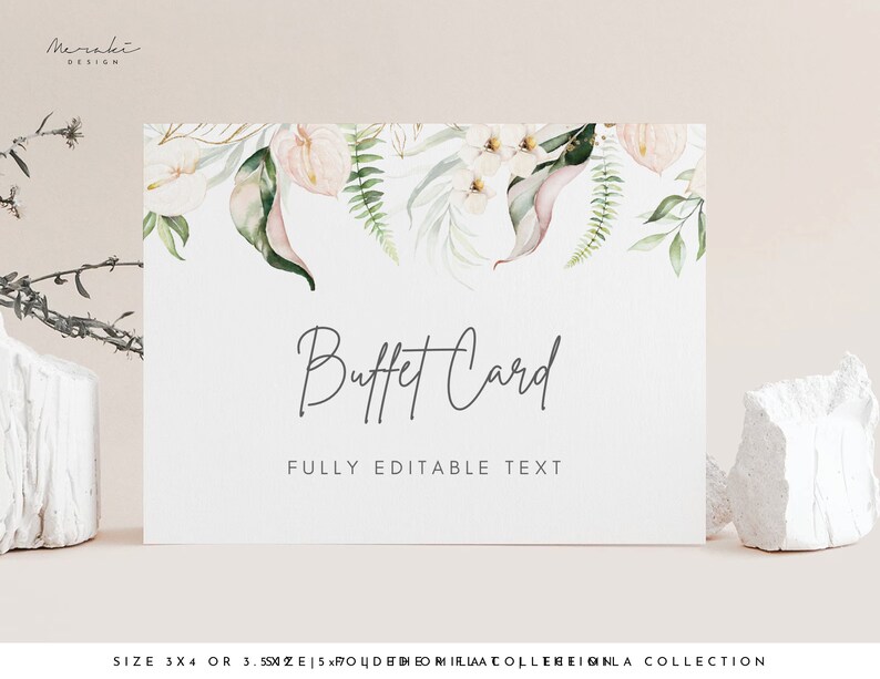 Buffet Card Template Tropical Printable Buffet Cards Editable - Etsy