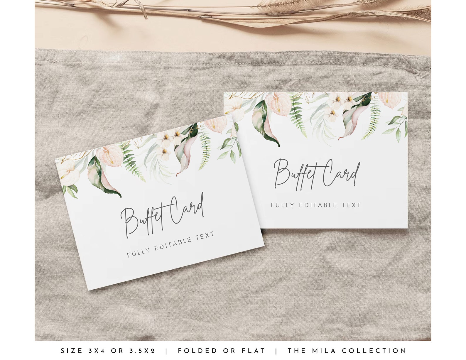 Buffet Card Template Tropical Printable Buffet Cards Editable - Etsy