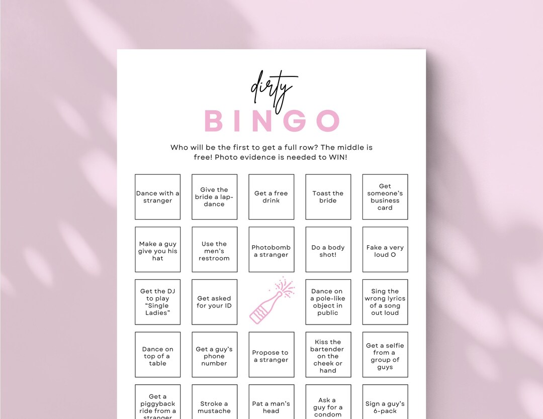 Dirty Bingo Game Bachelorette Party Game Hen Party Fun Games Hen Do ...