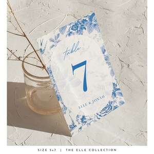 Blue Floral Table Numbers Template Victorian Wedding Printable Table ...