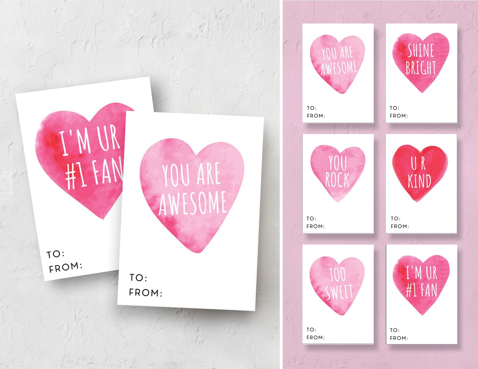 Kids Valentines Cards Candy Heart Heart Valentine Cards Set Classroom ...