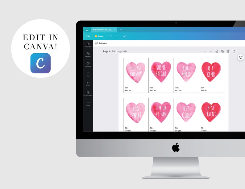 Kids Valentines Cards Candy Heart Heart Valentine Cards Set Classroom ...