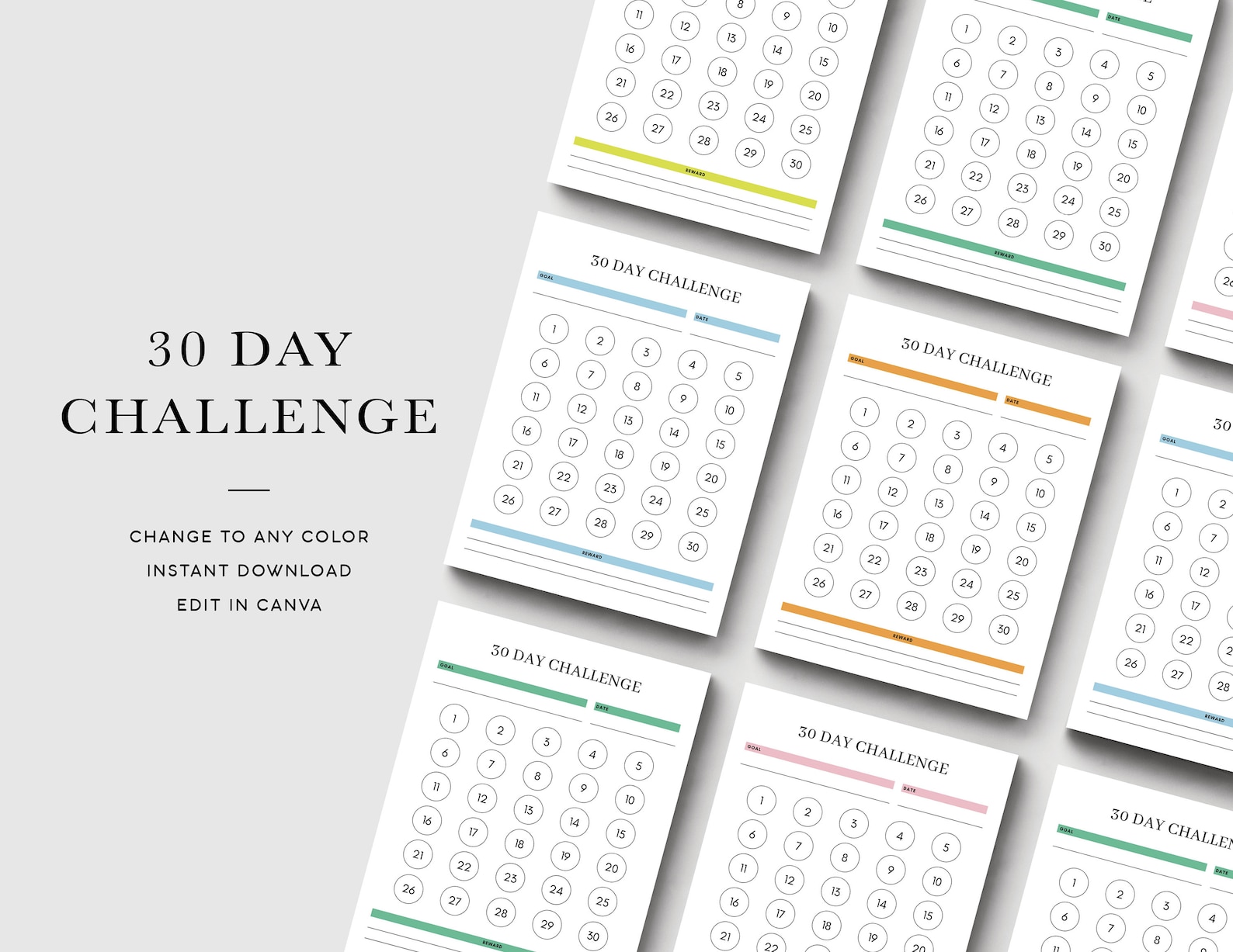 30 Day Challenge Digital Planner Goal Setting Progress Tracker - Etsy