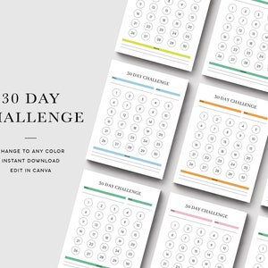 30 Day Challenge Digital Planner Goal Setting Progress Tracker Habit ...