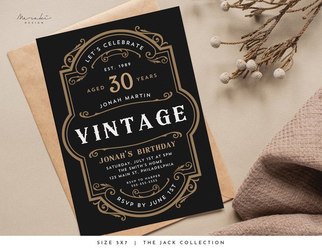 Whiskey Invitation Printable Template Vintage Whiskey Themed Adult ...