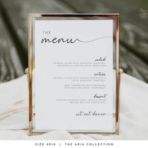 Minimalist Dinner the Menu Template Wedding Food Menu Sign Printable ...