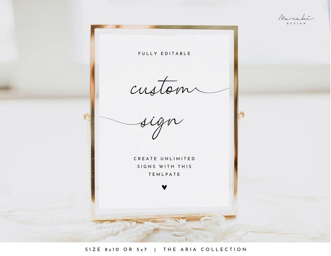 Minimalist Custom Sign Template Modern Wedding Sign Printable ...
