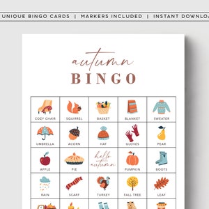 Thanksgiving Bingo Printable, Fall Bingo Game, Thanksgiving Games ...