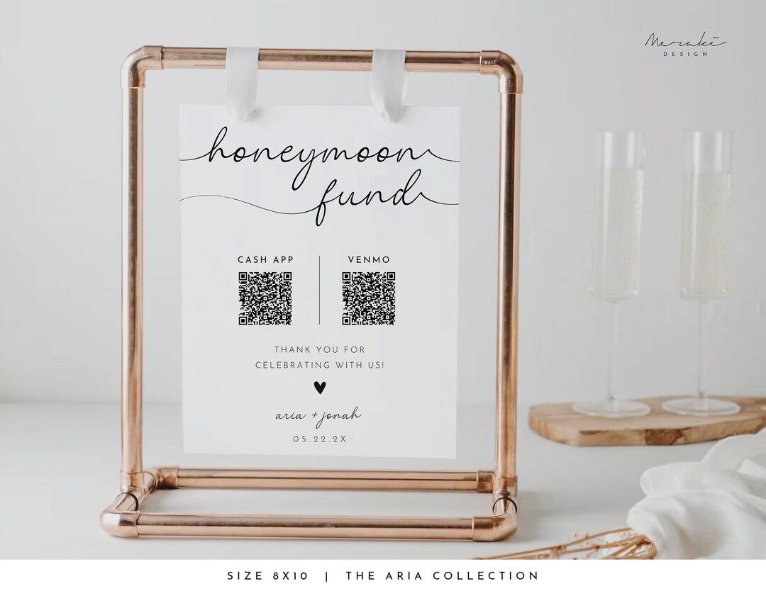 Honeymoon Fund QR Code Sign Wedding Honeymoon Fund Sign Venmo QR Code ...