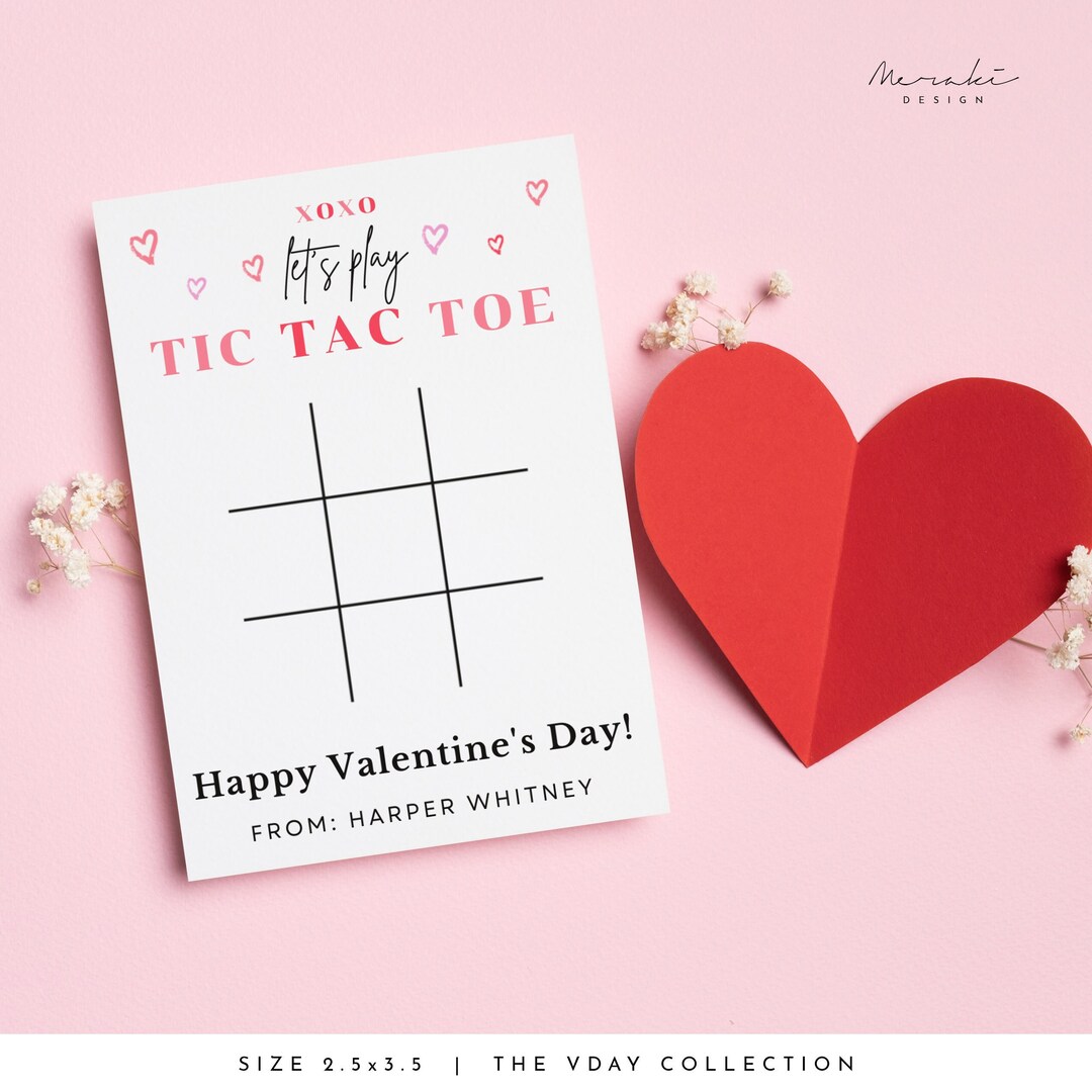 Kids Valentines Card Tic Tac Toe School Valentines Day Card Printable ...