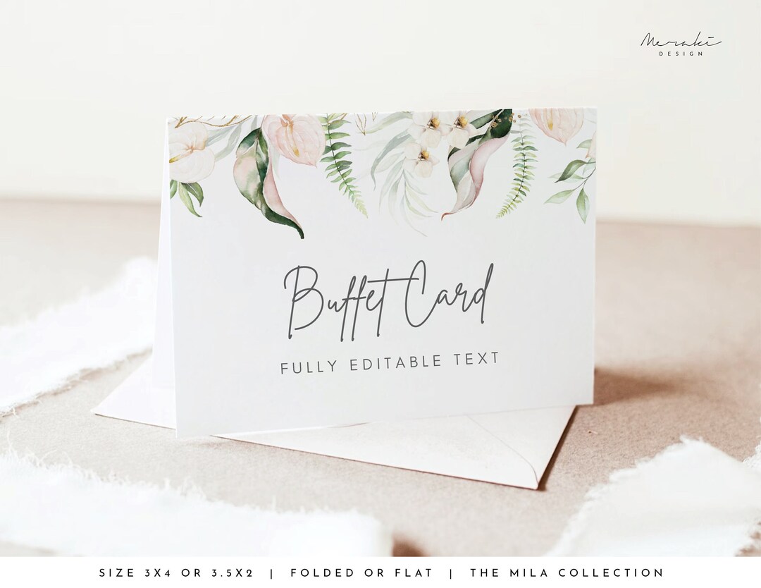 Buffet Card Template Tropical Printable Buffet Cards Editable Buffet ...