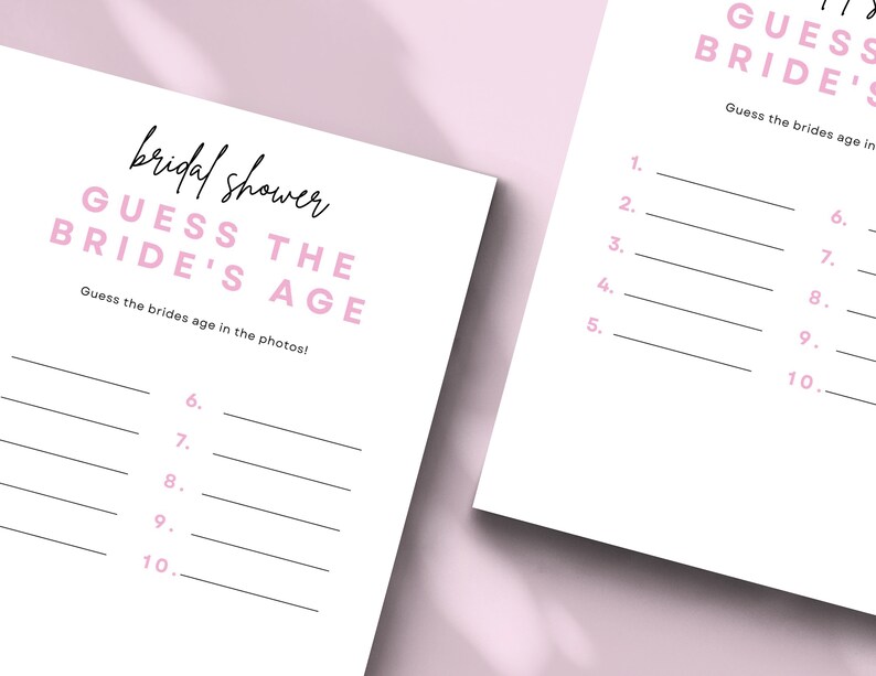Bridal Shower Game Guess the Brides Age Game How Old Was the - Etsy
