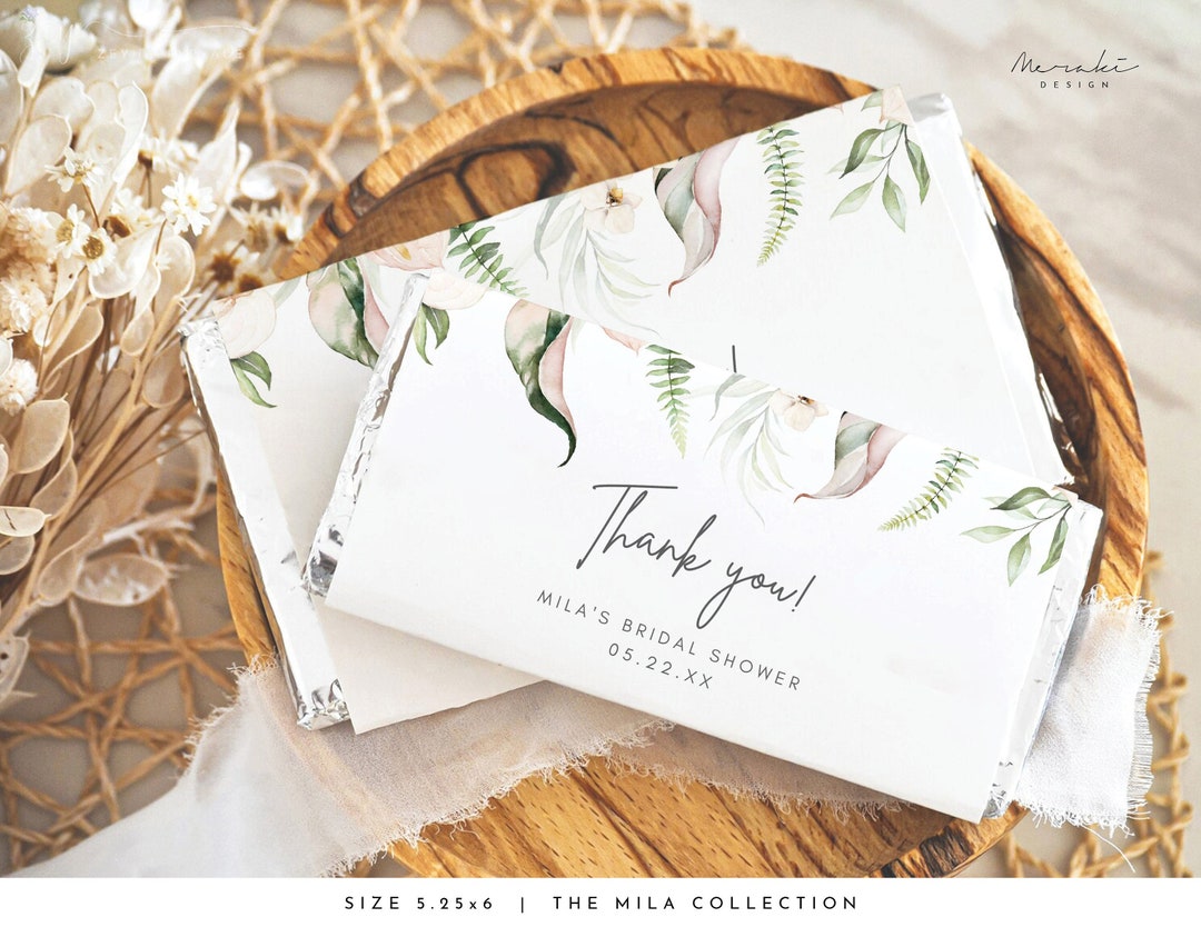 Chocolate Bar Wrapper Template Floral Tropical Candy Bar Favor Label ...