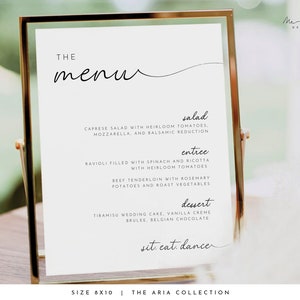 Minimalist Dinner the Menu Template Wedding Food Menu Sign Printable ...