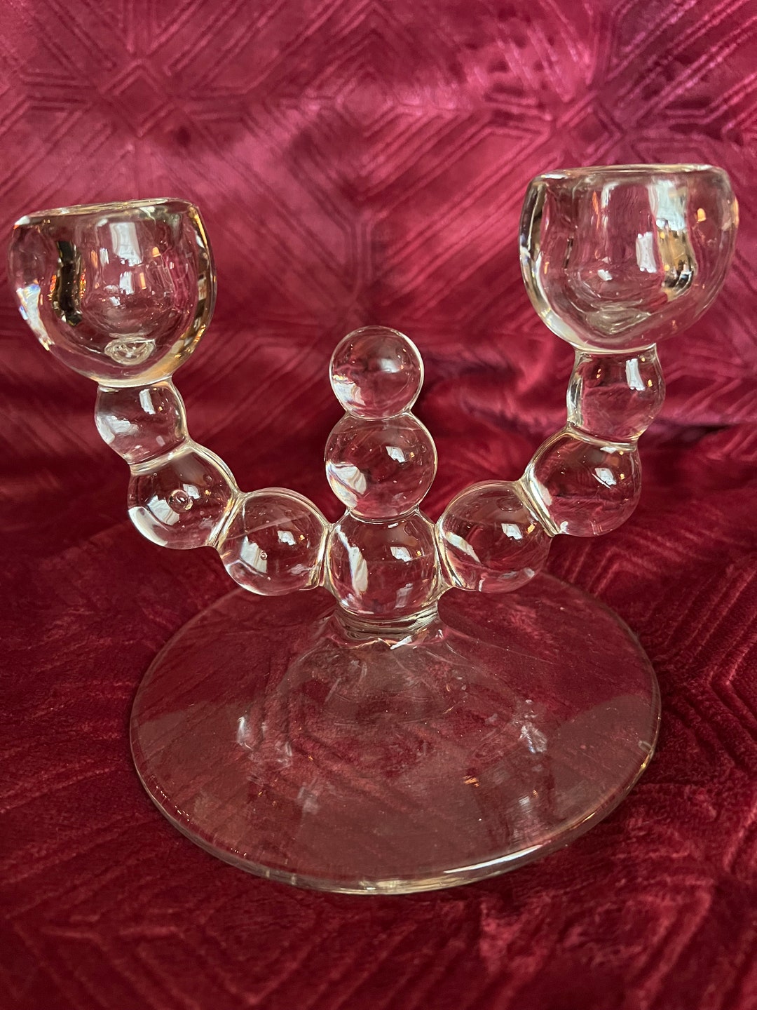Imperial Ball Stem Candlewick Glass Double Candlestick - Etsy
