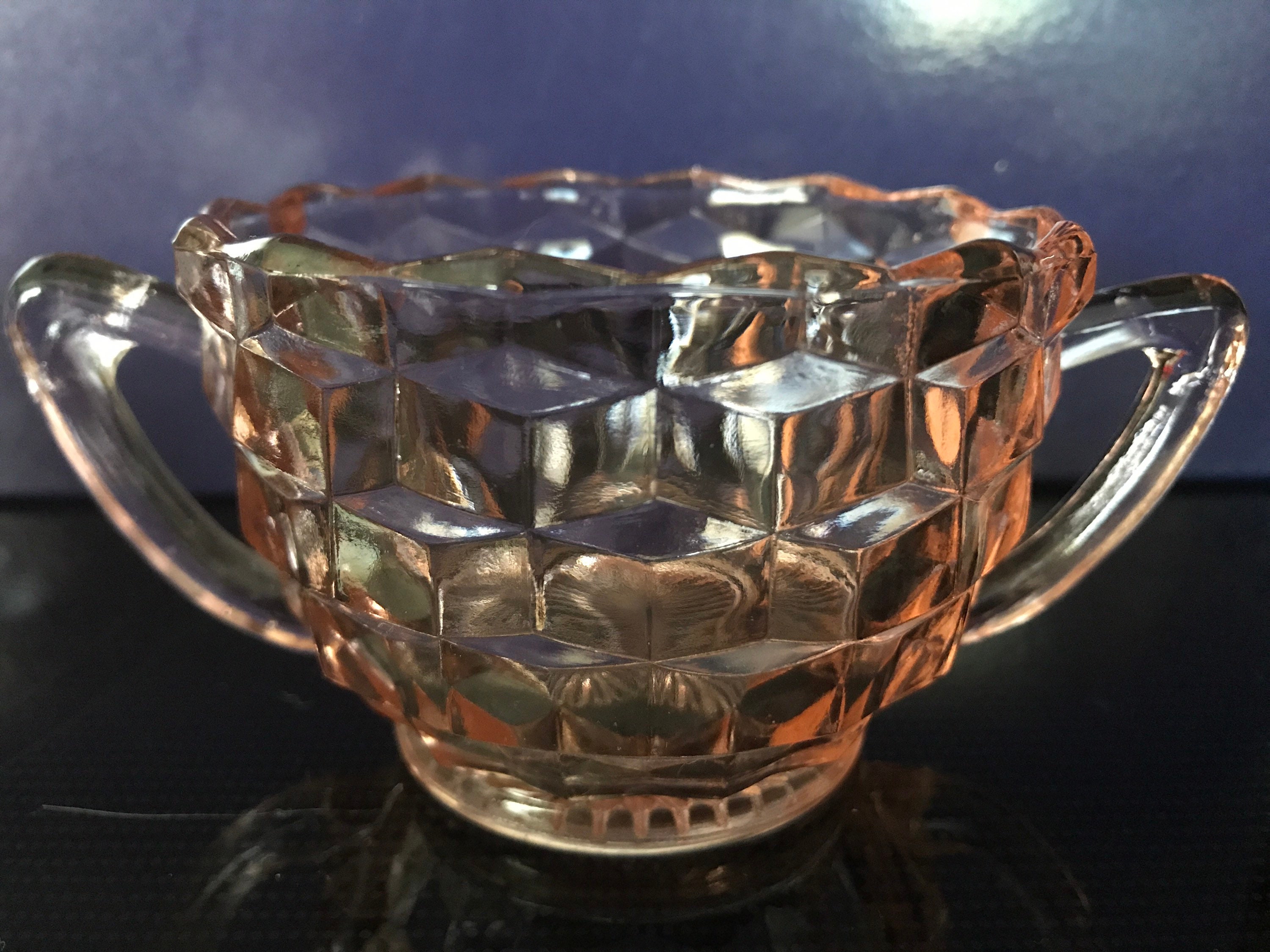 Pink Depression Glass Creamer and Sugar Cube Pattern - Etsy