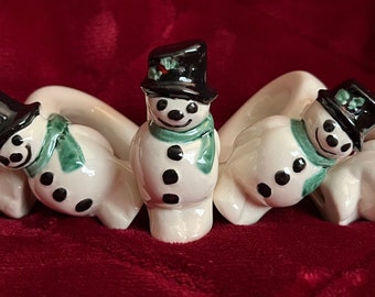 Set of 4 or 6 Snowman Napkin Rings, Christmas Napkin Rings, White ...
