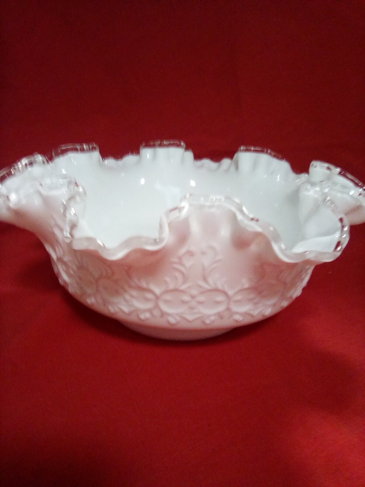 Vintage Fenton White Milk Glass Bowl Silver Crest Spanish | Etsy