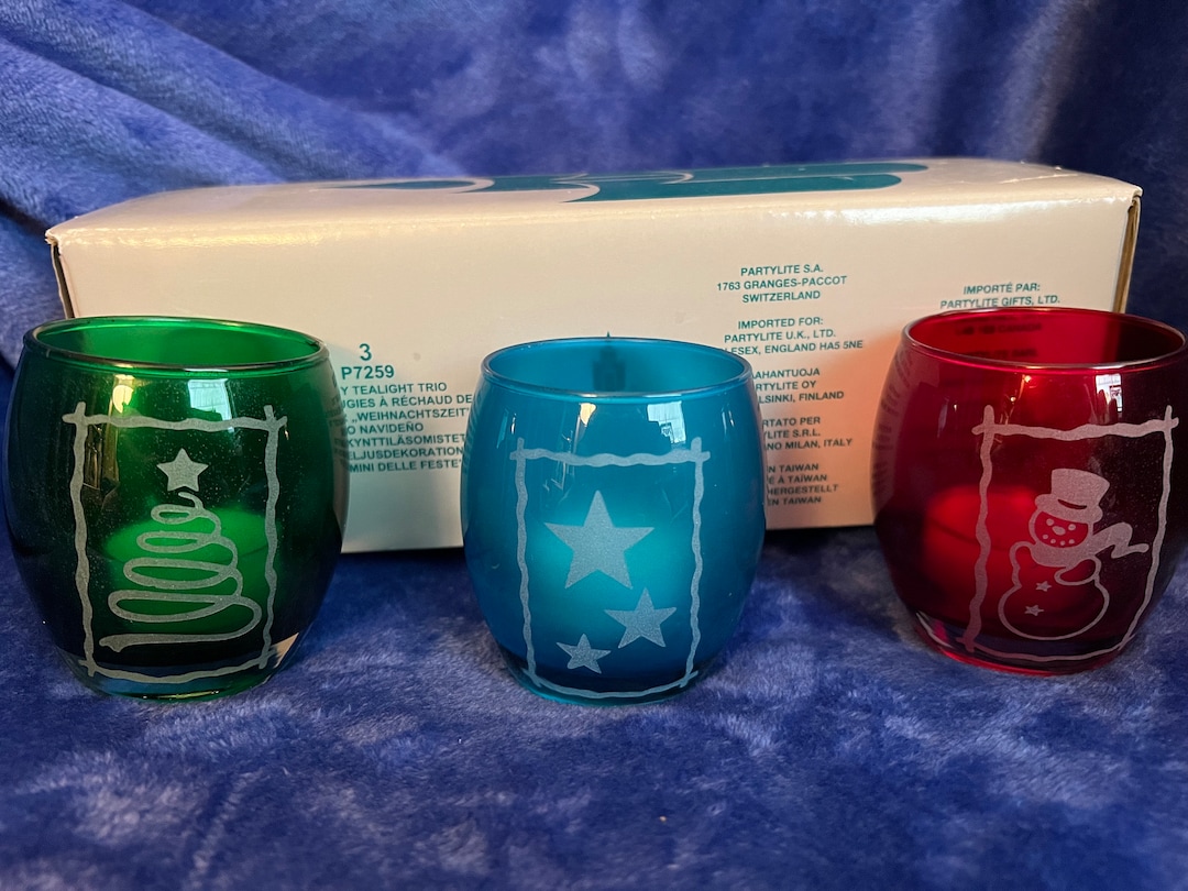 Set of Three Partylite Christmas Tealight Holders - Etsy