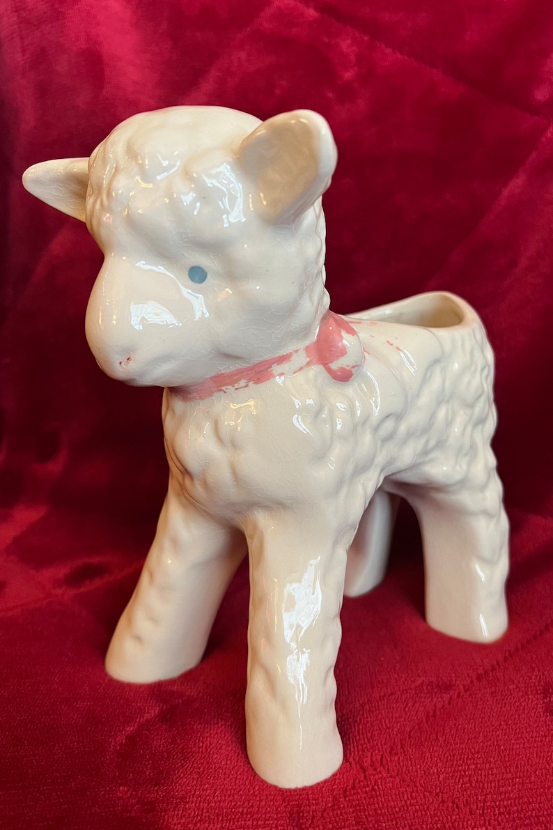 Little Lamb Planter With Pink Bow - Etsy