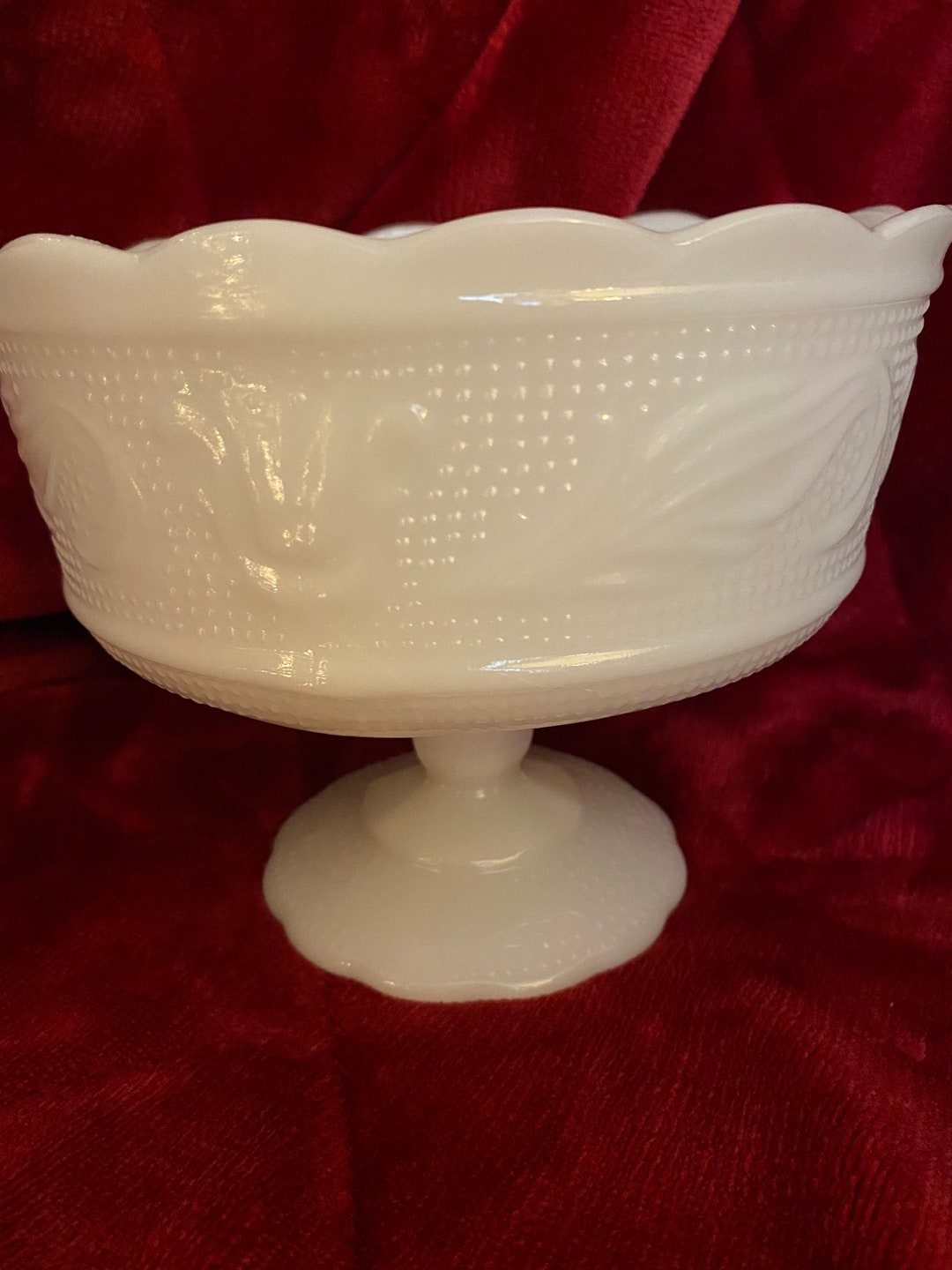 EO Brady Harp Pattern White Milk Glass Compote - Etsy