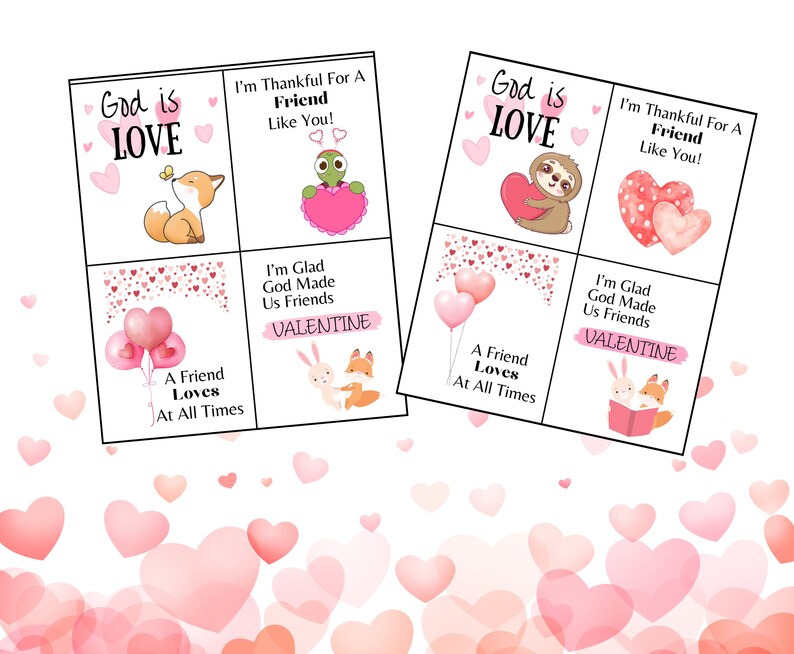 Printable Valentines Day Cards, Instant Digital Download, Homeschool ...