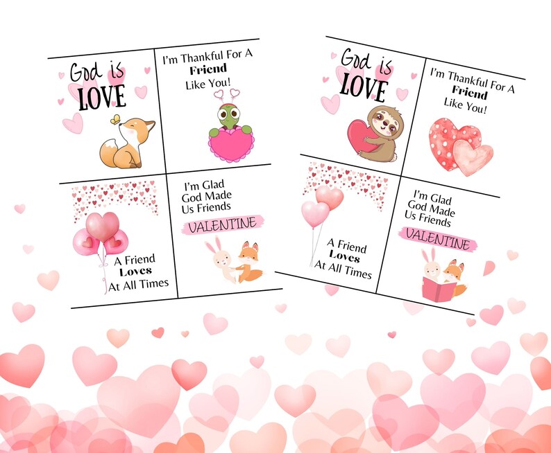 Printable Valentines Day Cards, Instant Digital Download, Homeschool ...