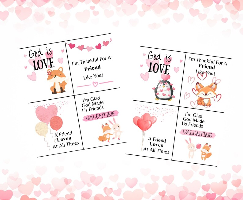 Printable Valentines Day Cards, Instant Digital Download, Homeschool ...