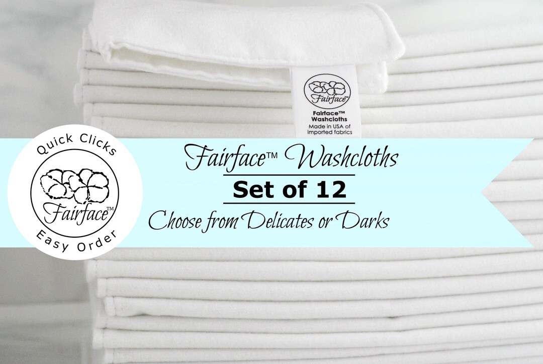 FACE CLOTHS Set of 12, Soft White Cotton Flannel Gentle for Sensitive ...