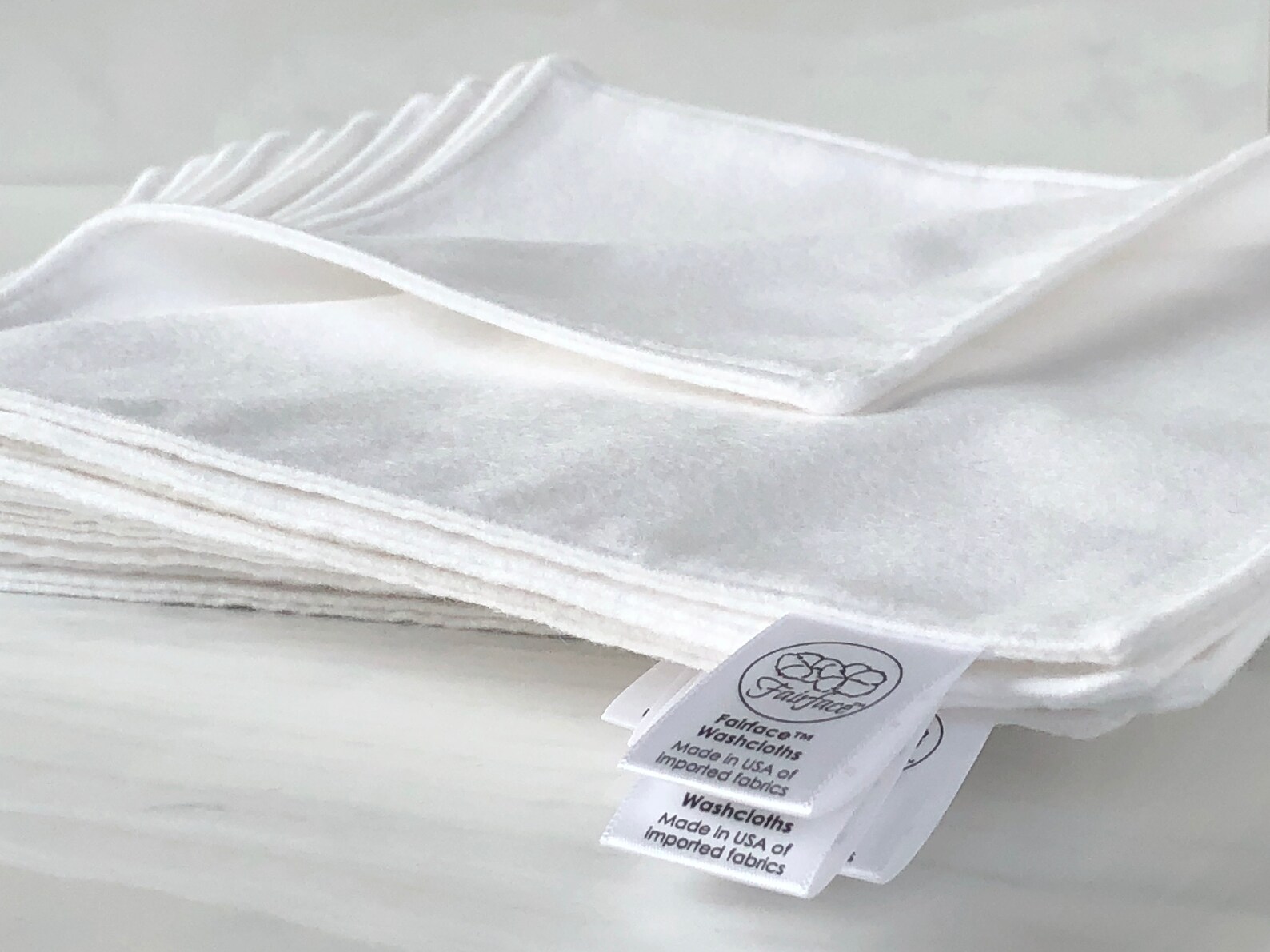 FACE CLOTHS Set of 12, Soft White Cotton Flannel Gentle for Sensitive ...