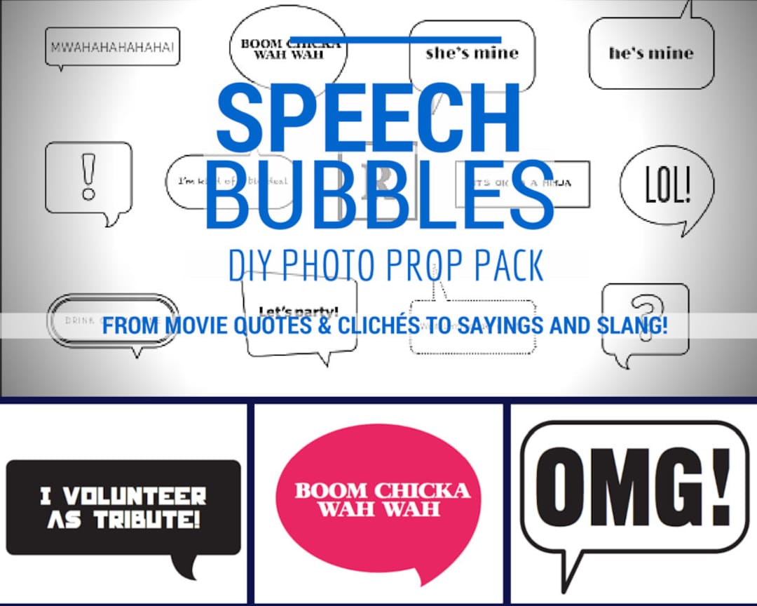INSTANT DOWNLOAD Speech Bubble Props Hilarious DIY Printable Prop Pack ...