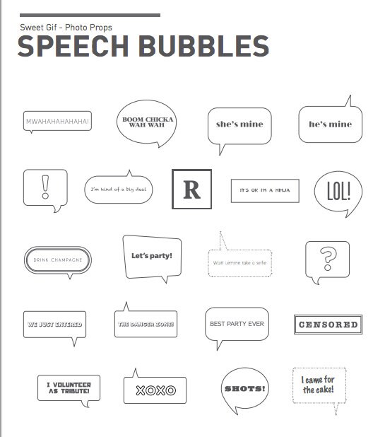 INSTANT DOWNLOAD Speech Bubble Props Hilarious DIY Printable Prop Pack ...