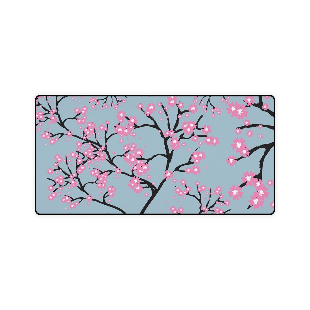 Cherry Blossom Bliss - Cherry Blossom Desk Mat, Sakura-themed Desk Pad ...