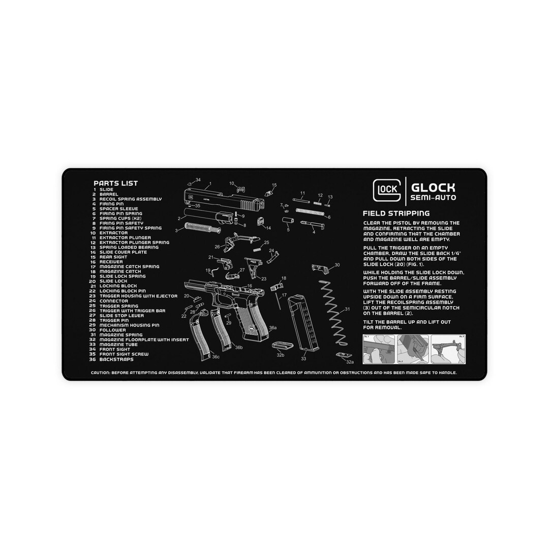 Glock Pistol Maintenance and Cleaning Mat Gun Desk Mat, Firearms Desk ...