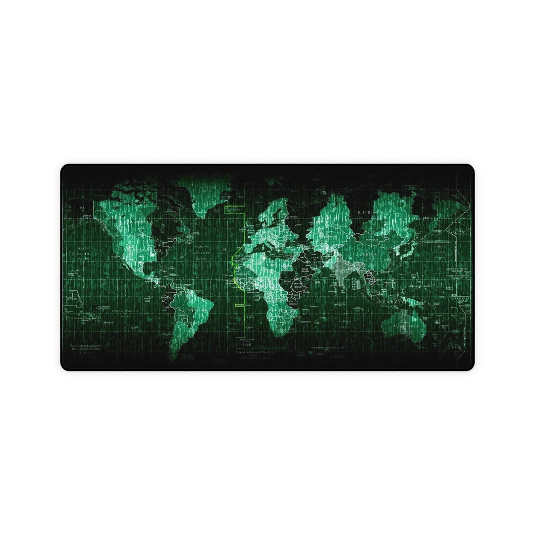 Cyber Map Cyber Aesthetic World Map Desk Mat, Futuristic Map Desk Pad ...