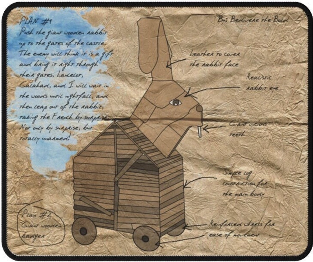 Giant Wooden Rabbit Monty Python Inspired Mouse Pad Python - Etsy